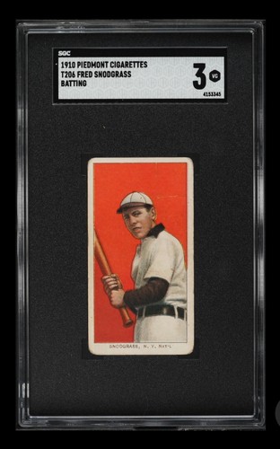 1909-11 T206 Piedmont FRED SNODGRASS SGC 3 Very Good N Y Natl SNODGRASS ...