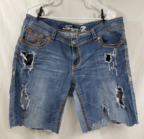 Seven7 Shorts Women 18 Weekend Short Stretch Denim Frayed 5 Pocket | eBay