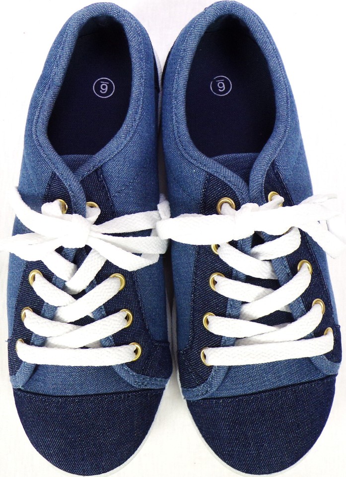 INDIGO HUES by AVON size 6 blue canvas sneakers cotton uppers balance ...