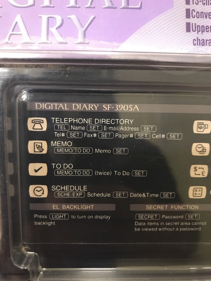 Vintage Casio SF-3905Abu-s Digital 128kb (Memory) Diary Brand New ...