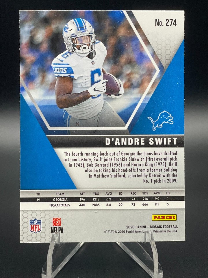 2020 Mosaic - Deandre Swift - NFL DEBUT RC ROOKIE #274 Detroit Lions | eBay