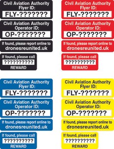 Drone stickers Operator ID/Flyer ID stickers + 100% FREE, CAA ...