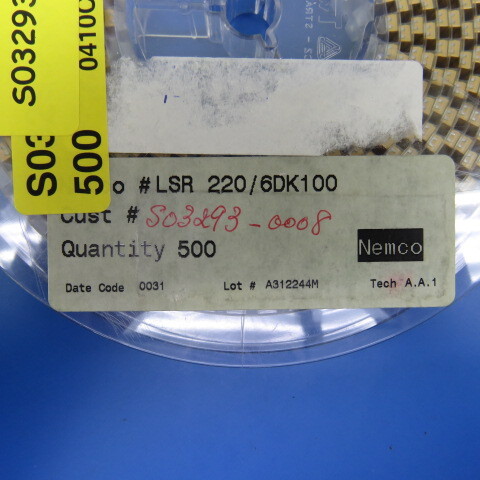 NEMCO ELEC LSR220/6DK100 Qty of 325 per Lot CAP TANT 220 UF 10% EIA-D ...