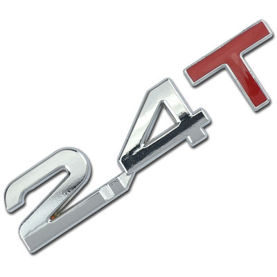 CHROME/RED 2.4 T METAL TURBO ENGINE RACE MOTOR SWAP EMBLEM BADGE DECAL ...