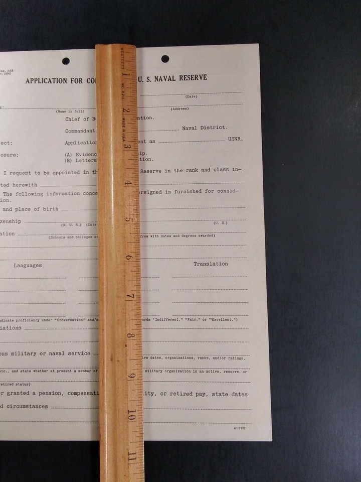U.S. Navy Reserve Application 1934 Original Form Rare VHTF | eBay
