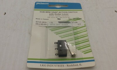 PHILMORE 30-2505 SUB-MINI SNAP ACTION SWITCH W/ROLLER LEVER 5A-125V 3A ...