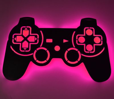 Extra Large LED Lighted Playstation Controller Wall Art, Video Game ...