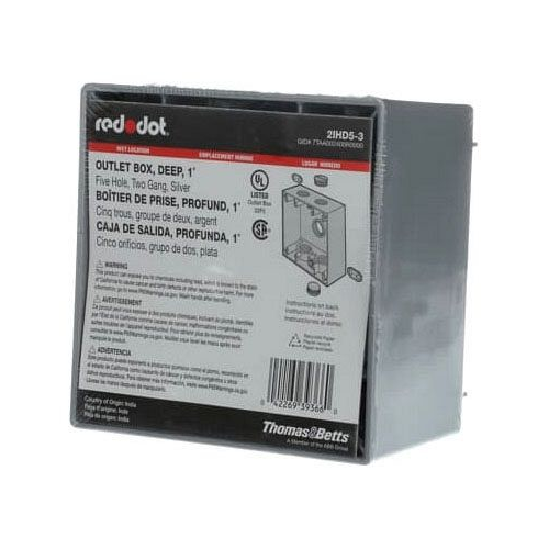 Red Dot 2IHD5-3, 1" Hub, 2-Gang, Die-Cast Aluminum, Deep, Weatherproof ...
