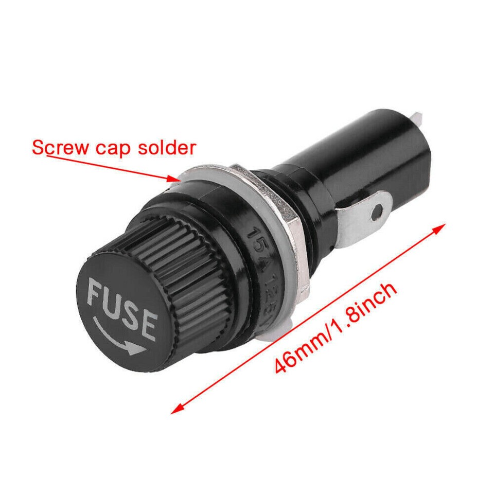 5/10/20Pcs Panel Mount Screw Cap Fuse Holder Case For Glass Tube Fuses ...