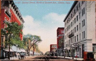 Clinton, IA 1910 Postcard: Second Street & Seventh Avenue / Downtown ...