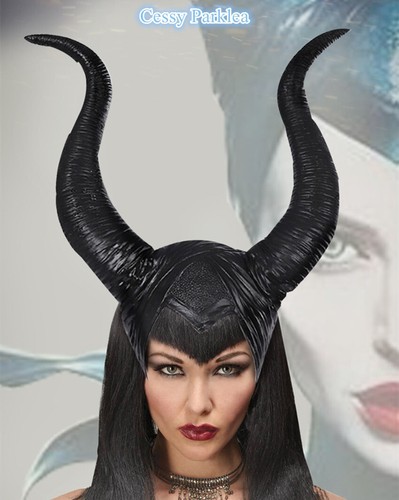 W-N4-3 Black Demon Horns Headgear Hat Evil Queen Maleficent Halloween ...
