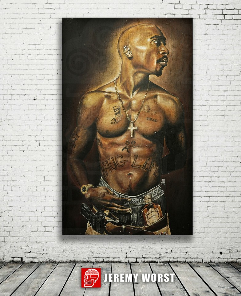 Tupac Shakur 2PAC Canvas Wall Art Poster Gifts thuglife Cip Nip Marthon ...