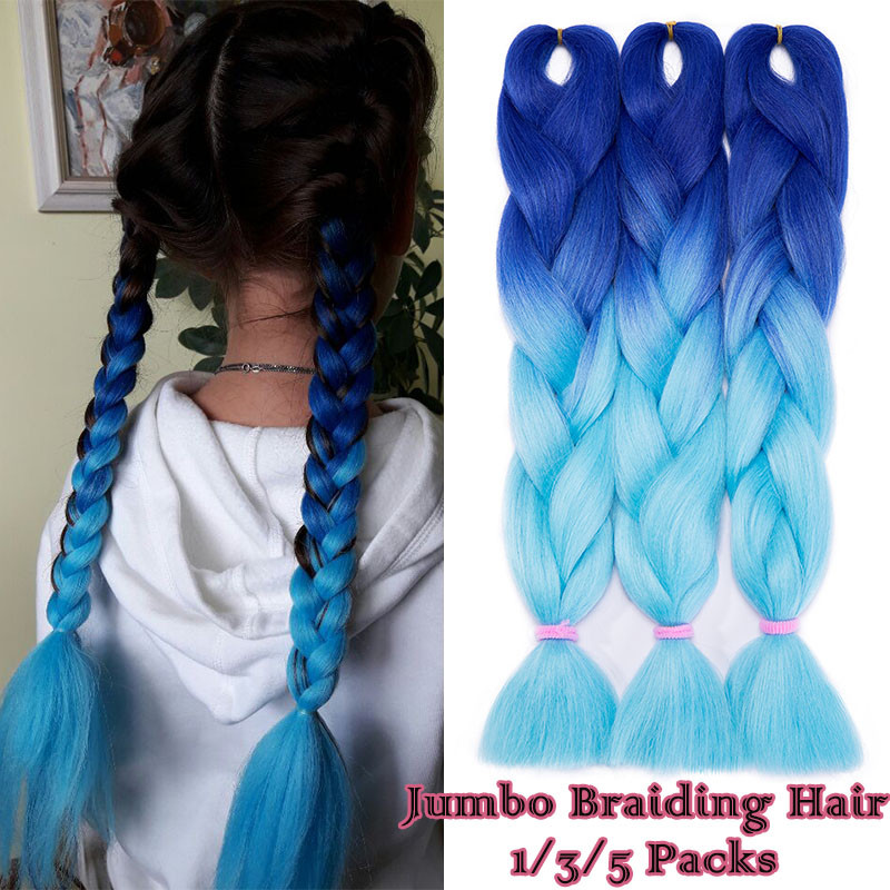 24" Handmade Jumbo Braiding Hair Extensions Plaited Box Braids Ombre ...
