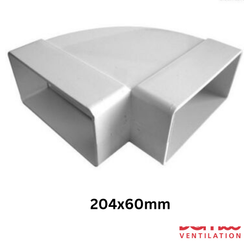 Flat rectangular rigid PVC Duct HORIZONTAL 90º BEND Ducting Domestic ...