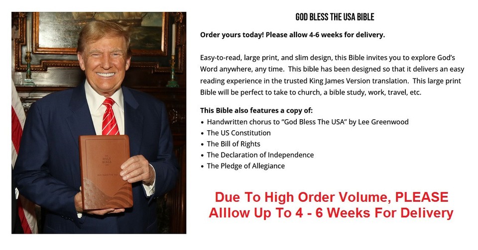 President Trump AUTOGRAPH BIBLE, God Bless The USA Bible, Only 1,000 ...