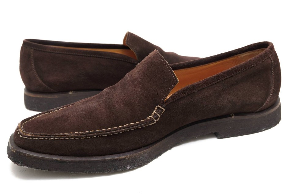 Hermes Vamp Loafer Shoes Men Suede Leather Dark Used From Japan | eBay