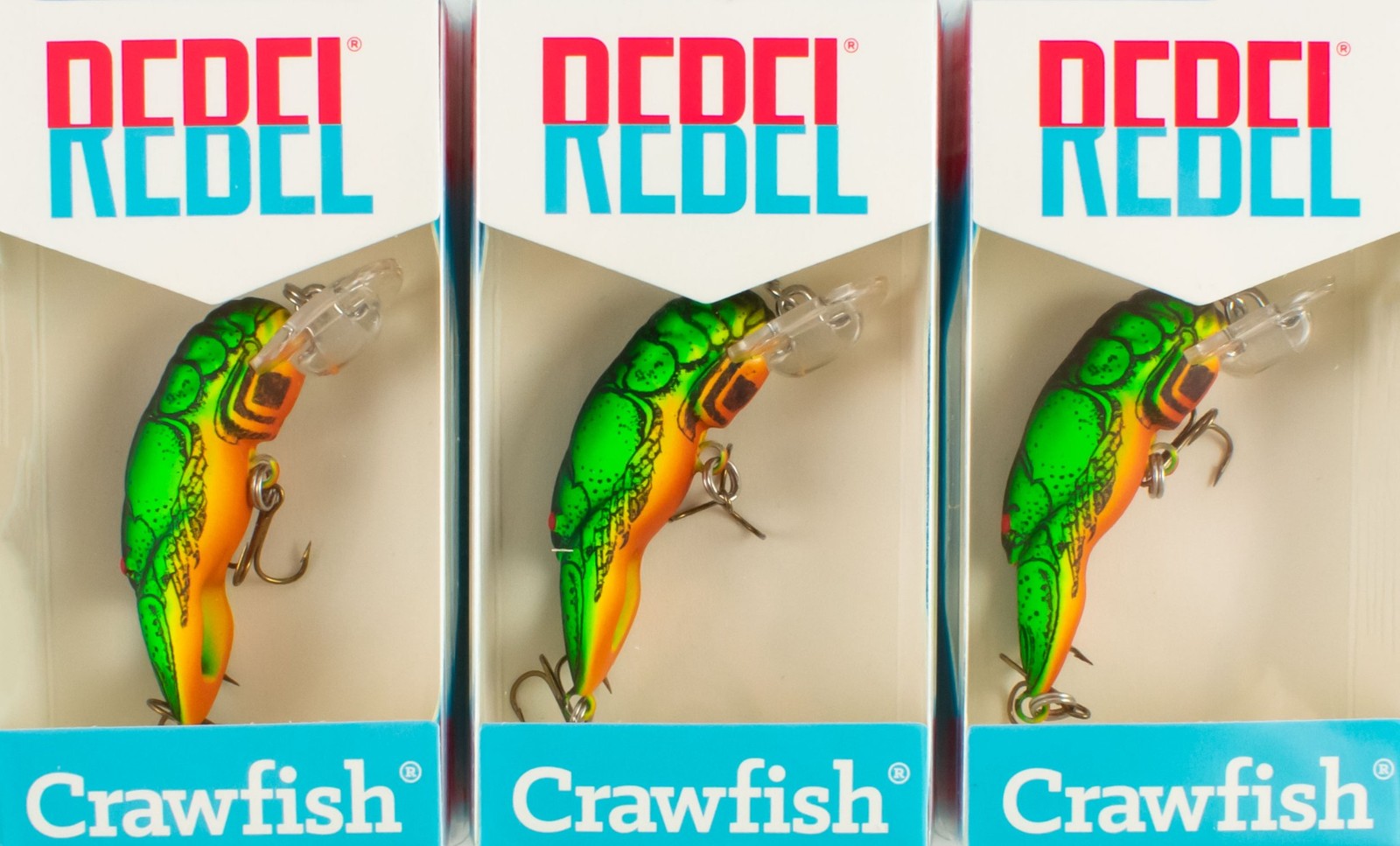 (LOT OF 3) REBEL TEENY WEENY CRAWFISH CRANKBAIT 1/10OZ F7756 FIRE TIGER ...
