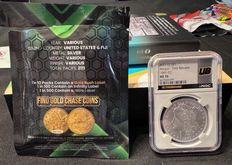 ULTRA BREAKS LABEL 2023 FIJI 1891 CARSON CITY CHASE MORGAN NGC MS70 ...
