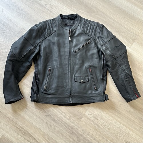 Street & Steel Large Black Leather Motorcycle Jacket Moto | eBay