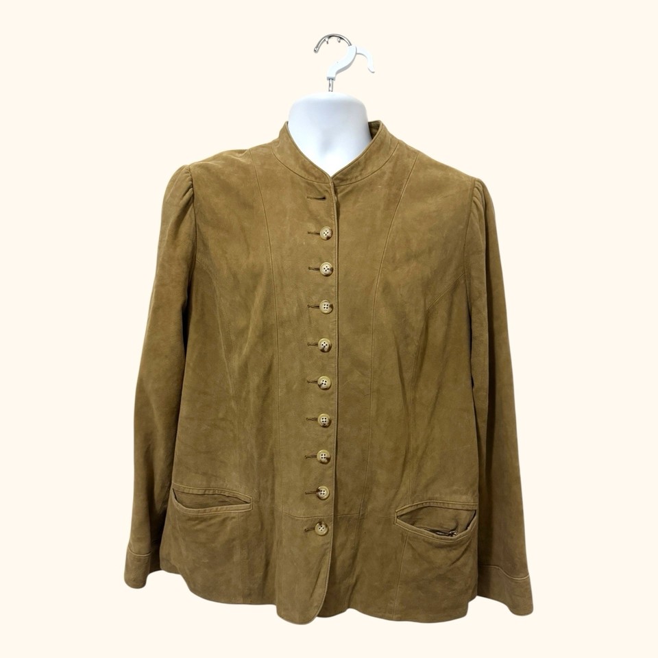 Lauren Ralph Lauren Women’s 100% Suede Soft-shell Jacket Beige Button ...