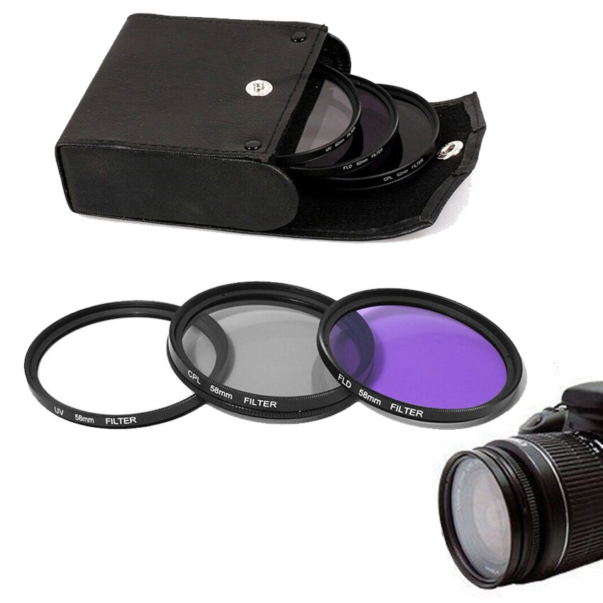 52/55/58mm Digital UV+ CPL+ FLD 3-in-1 Lens Filter For Cannon Nikon ...