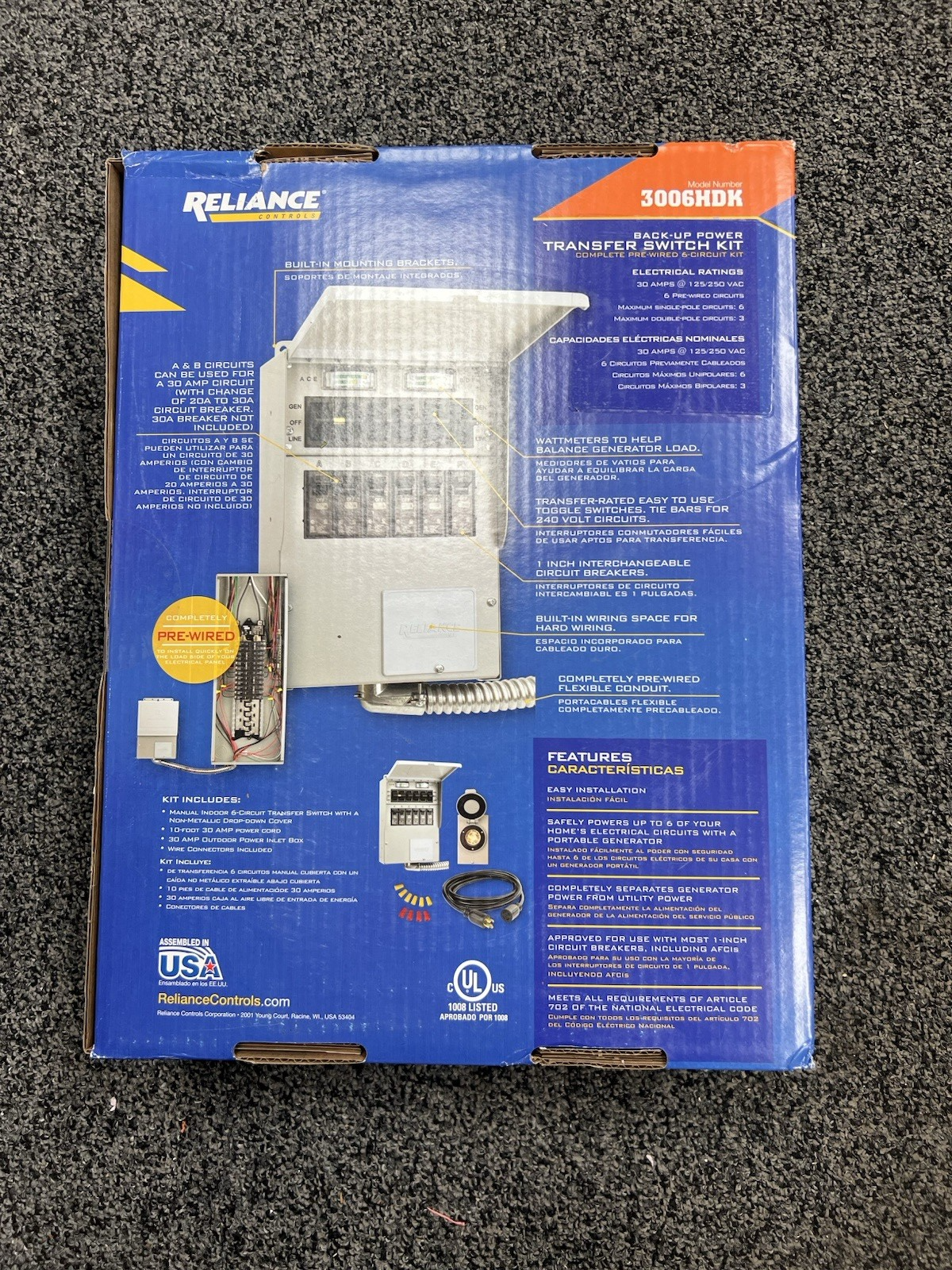 Reliance Controls 3006HDK 6-circuit Generator Power Transfer Switch Kit ...