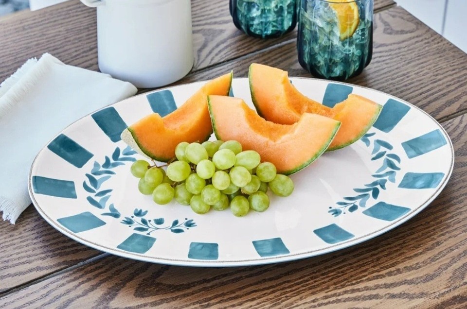 Better Homes & Gardens Blue White 18" Oval Floral Melamine Serving Tray ...