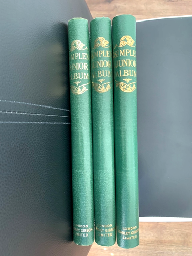3 x STANLEY GIBBONS GREEN SIMPLEX JUNIOR SPRINGBACK STAMP ALBUM BINDERS ...