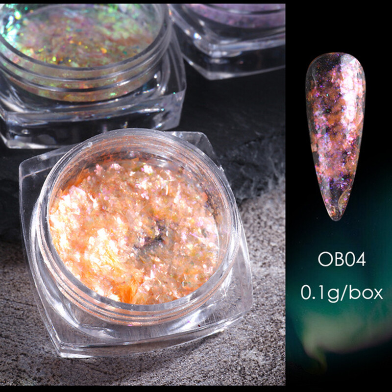 Nail Flakes Opal Nails Powder Holographic Glitter Iridescent Sequins ...