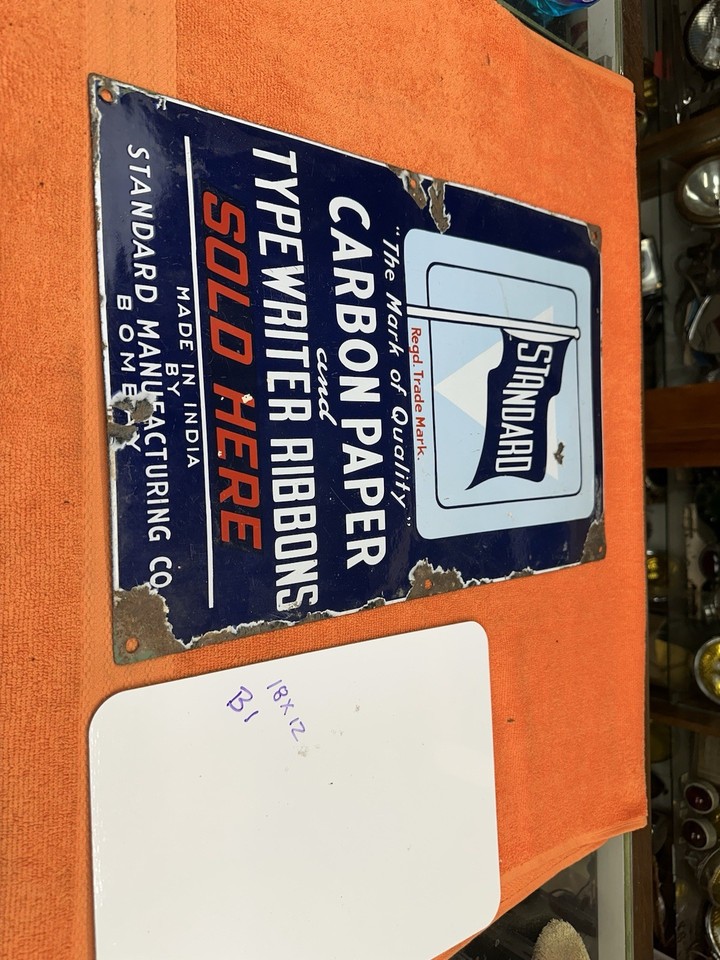 ORIGINAL Vintage STANDARD CARBON PAPER & TYPEWRITER RIBBONS Sign Old ...