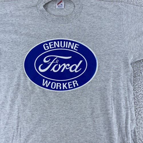 Vintage Genuine Ford Worker Shirt L/XL Gray Funny Workwear Tee Employee ...