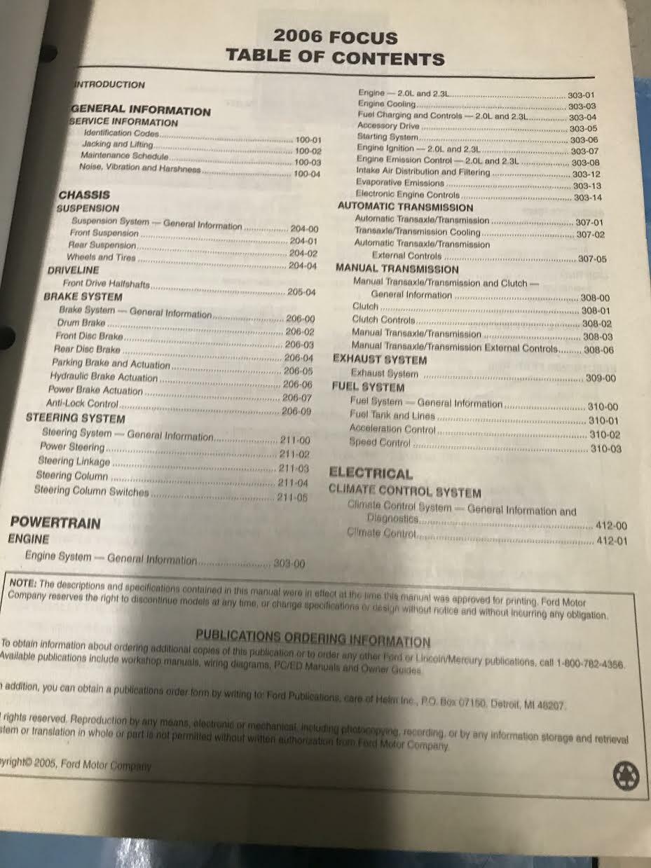 2006 Ford Focus Service Repair Shop Workshop Manual Set OEM W EWD ...