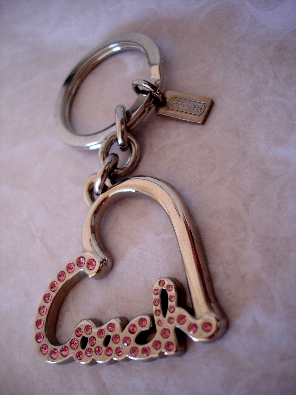 Coach Signature Pave Crystal Script Heart Key Chain K… - Gem