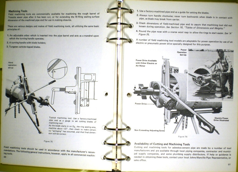 Johns-Manville Sewer Pipe Transite ASBESTOS DUST Installation Manual ...