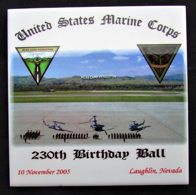 2005 USMC 230th Birthday Ball Ceramic Trivet - MCAS Camp Pendleton, CA ...