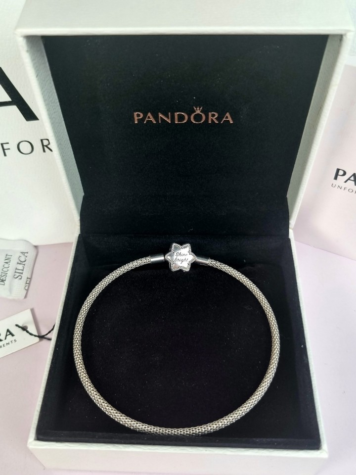 Pandora LTD. EDITION Moments Shine Bright Star Mesh Bangle ,New With ...