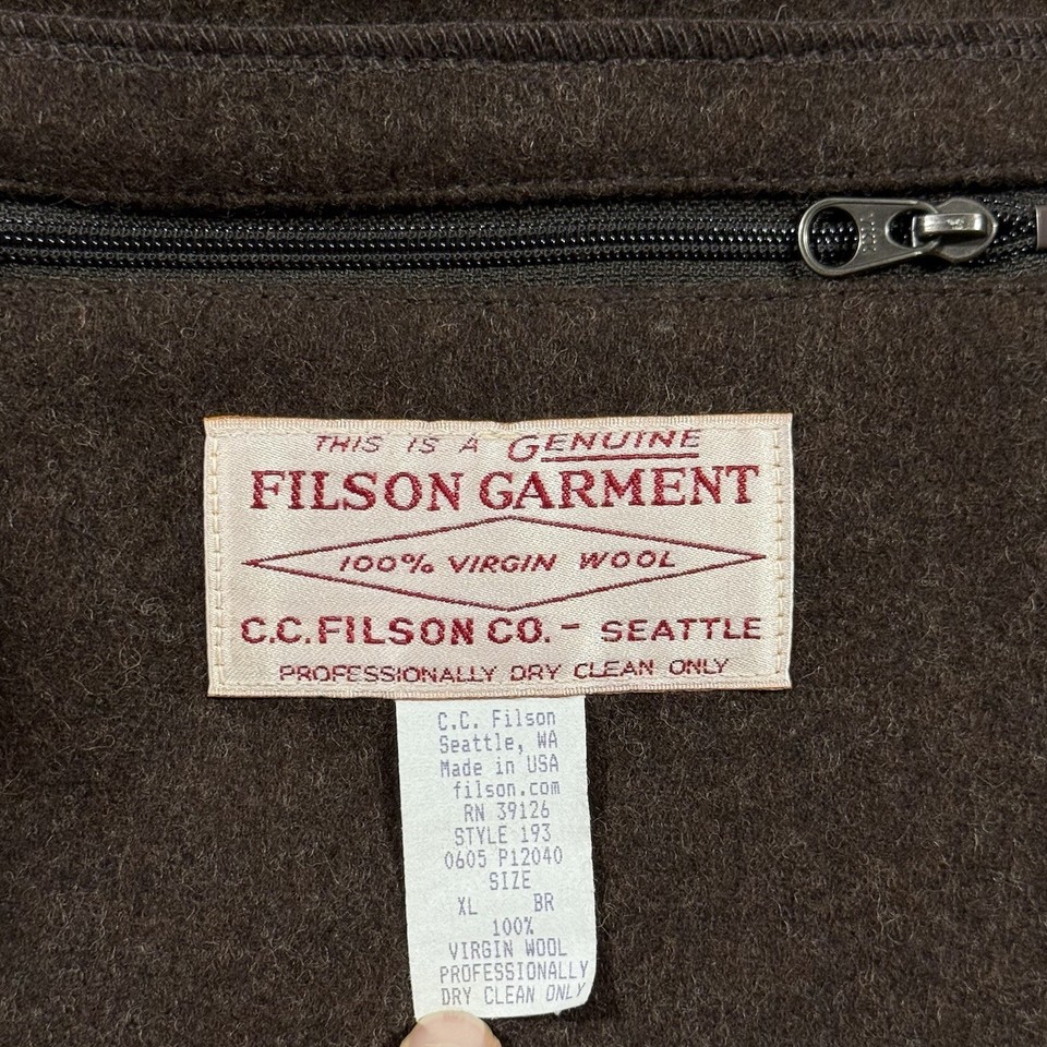 CC Filson Vintage Mens Size XL Brown Mackinaw Wool Work Jacket Pockets ...