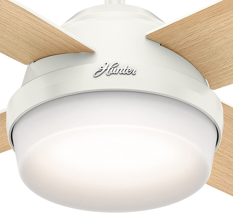 Hunter Fan 44 in Contemporary Fresh White Ceiling Fan with Light Kit ...