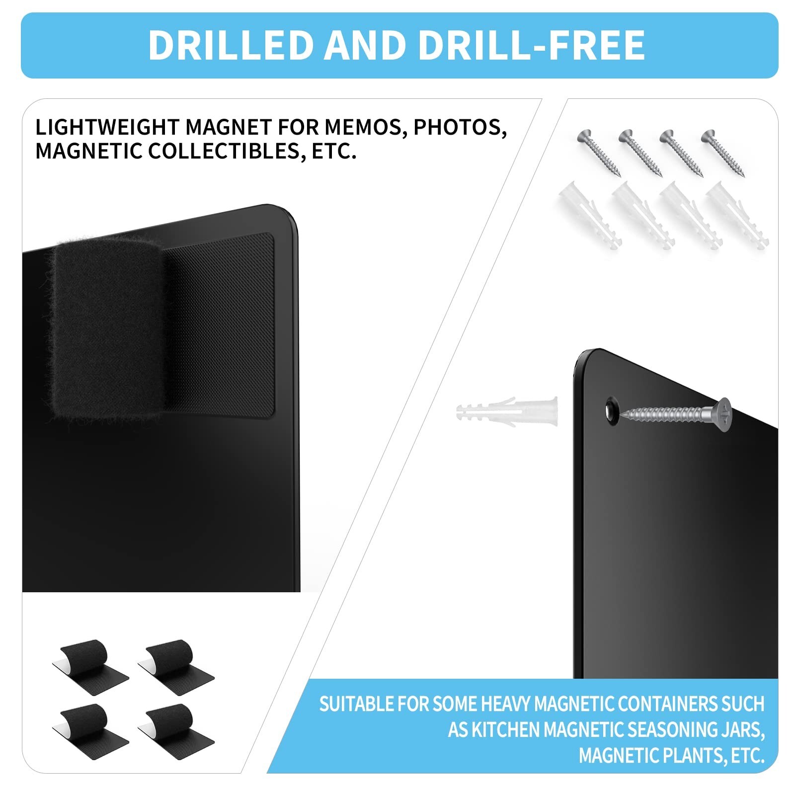 17.1" x 11.8" 2 Pack Black Metal Magnetic Board - Magnet Bulletin Board ...