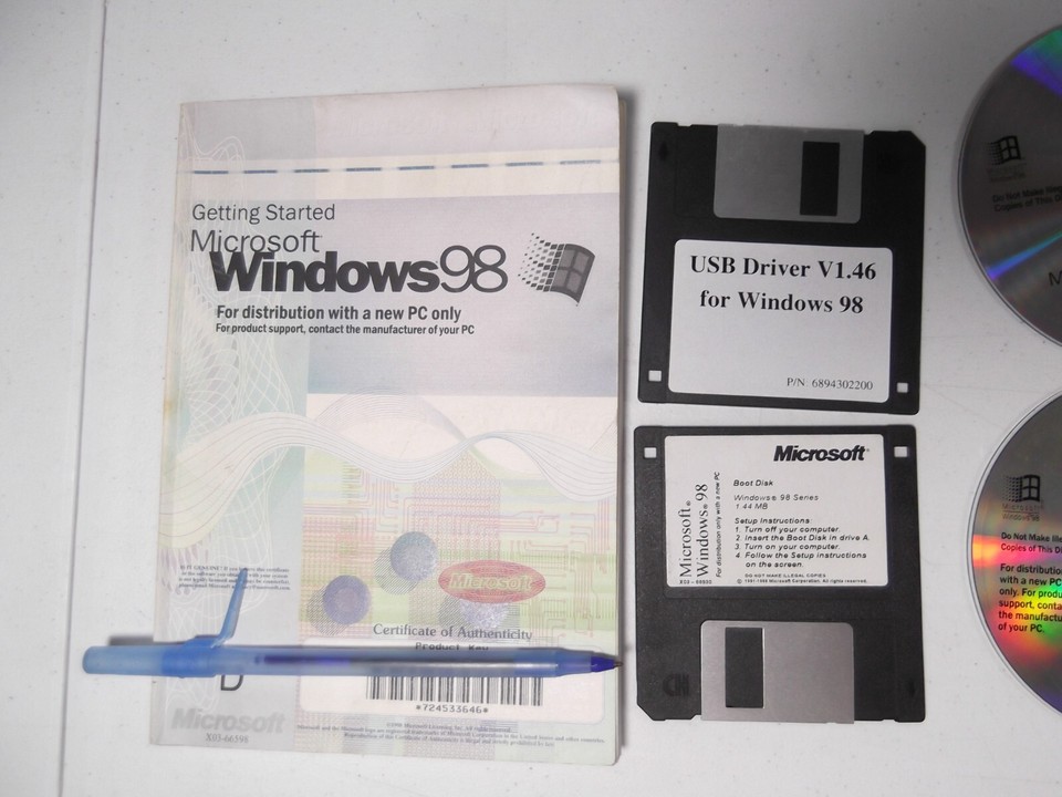 Microsoft Windows 98 CD Boot Disk Driver Book lot Product Key Dell | eBay