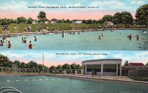 Postcard OH Middletown Sunset Park & Yankee Road Park Pools Posted 1945 ...