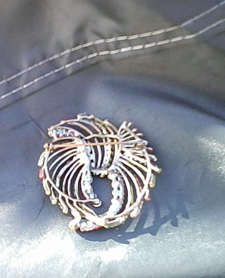 Vintage Swirl Red Green Pink Rhinestone Brooch Costume Jewelry | eBay