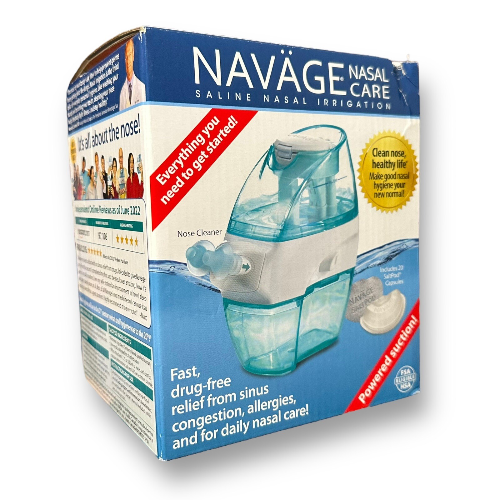 Navage RSI23 Nasal Irrigator Kit - Blue/White Unit And 20 Salt Pods ...