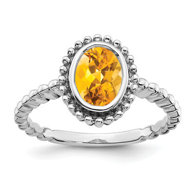 Lex & Lu 10k White Gold Oval Citrine Ring | eBay