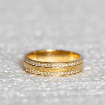 Double Row Broad Band Sterling Silver 1.50 CT Round Cut Moissanite ...