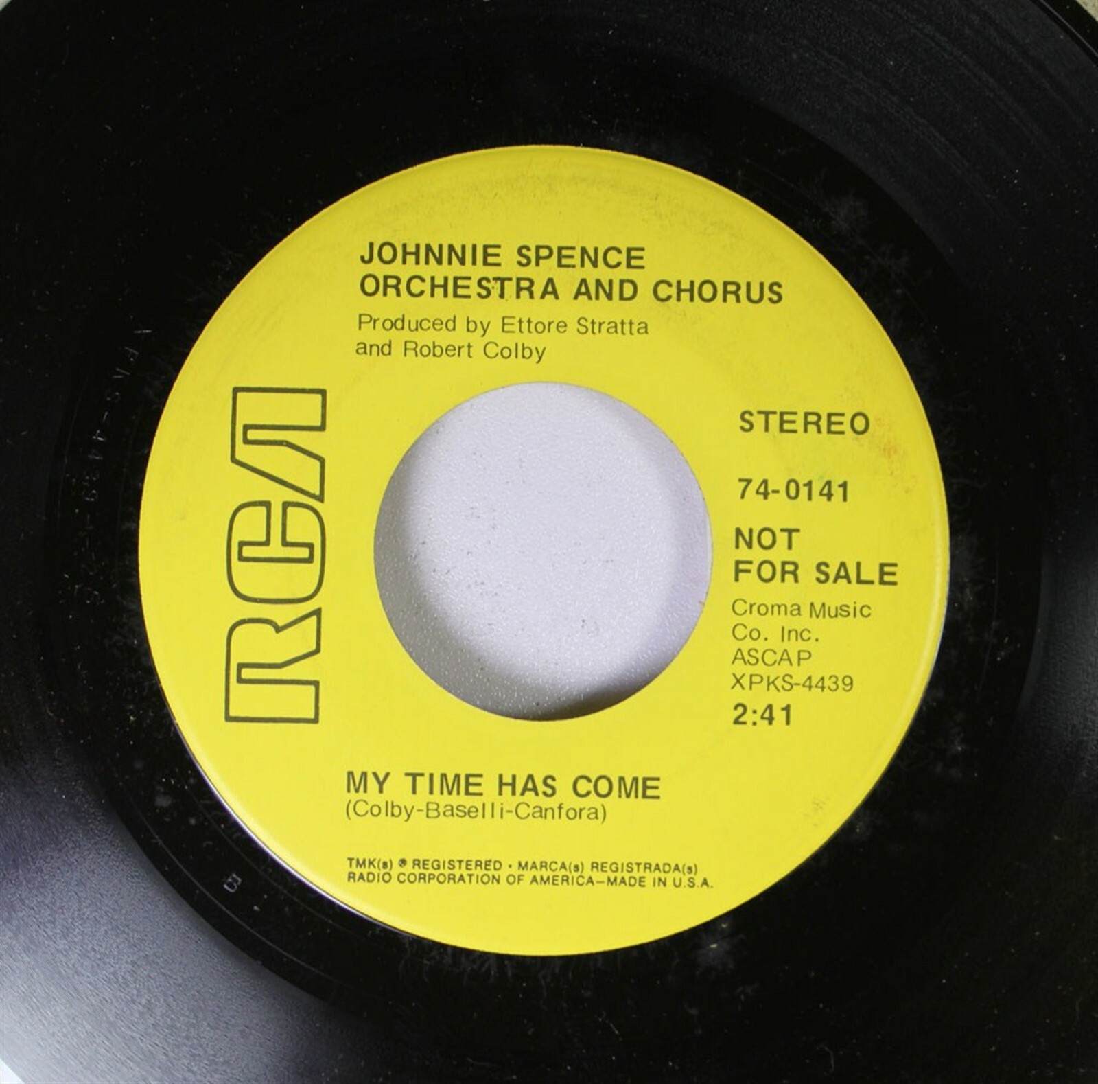 Pop Promo 45 Johnnie Spence Orchestra And Chorus - My Time Has Come ...