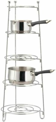 Luxury Premium Chrome Plated 5 Tier Pots and Pan Rack Stand Saucepan ...