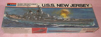 Monogram WW2 Battleship USS NEW JERSEY Vintage Kit 16” Model Kit #3001 ...