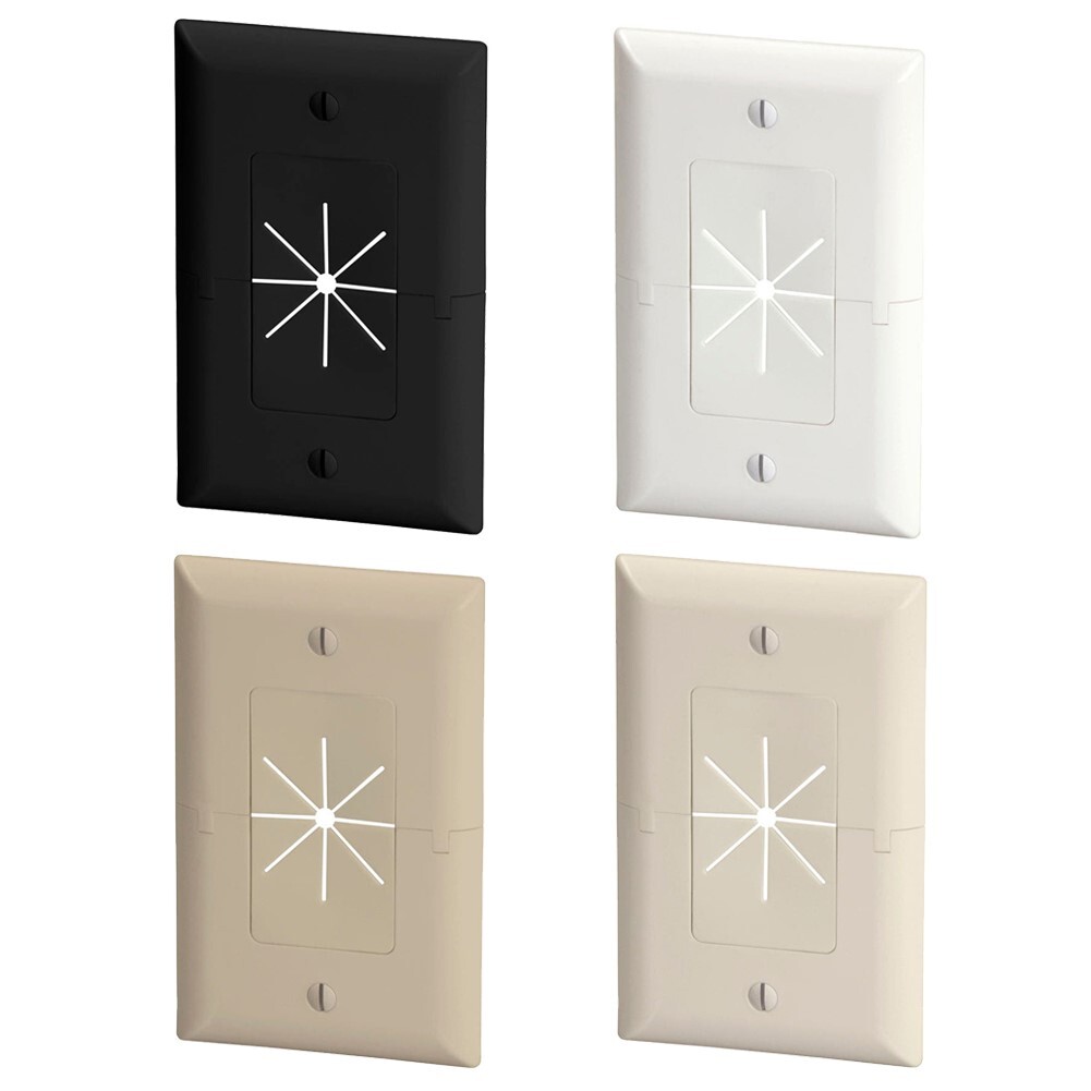 1 Gang Split Wall Plate Flexible Opening Audio Video Cable Pass Through ...