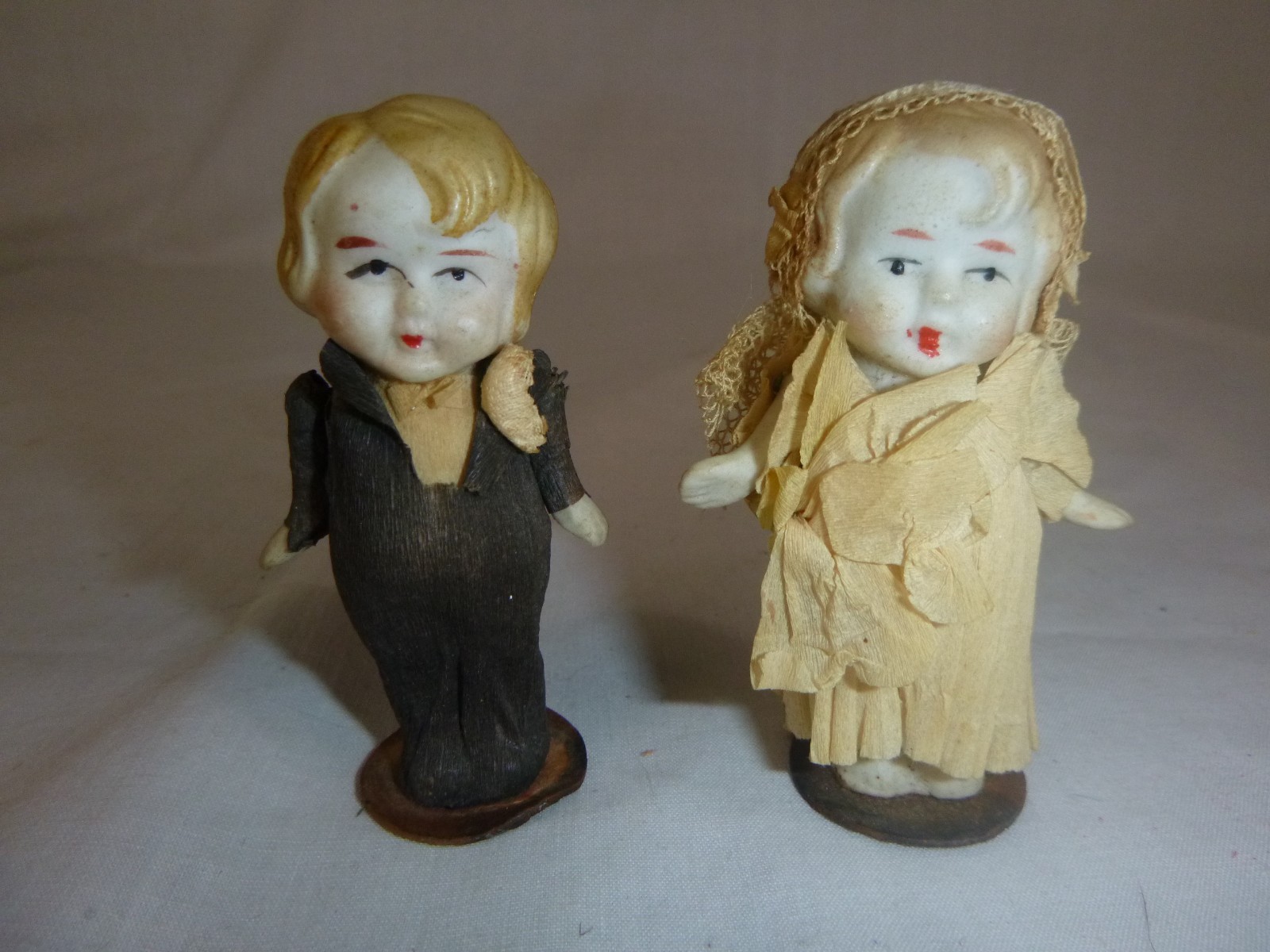 Pr Vtg Bisque Dolls Japan Bride Groom 3.5" Moveable Arms | eBay